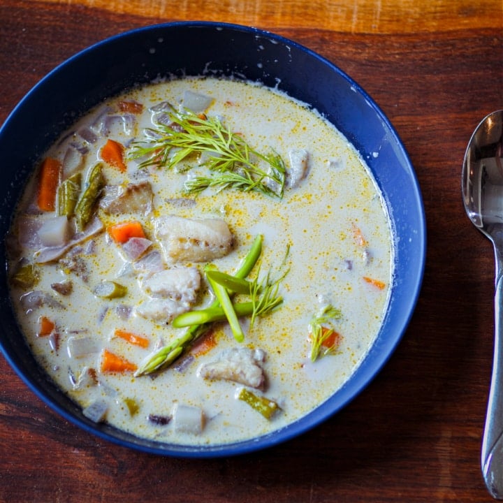 Easy Fresh Pollock Soup with Coconut Curry Broth - Carne Diem