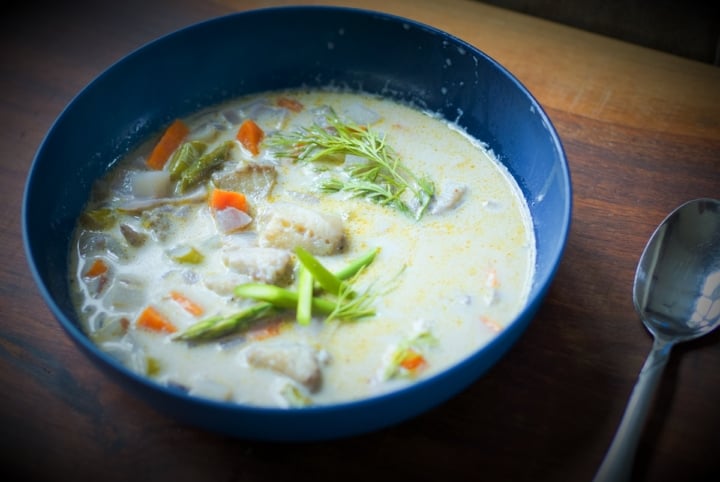 Easy Fresh Pollock Soup with Coconut Curry Broth - Carne Diem