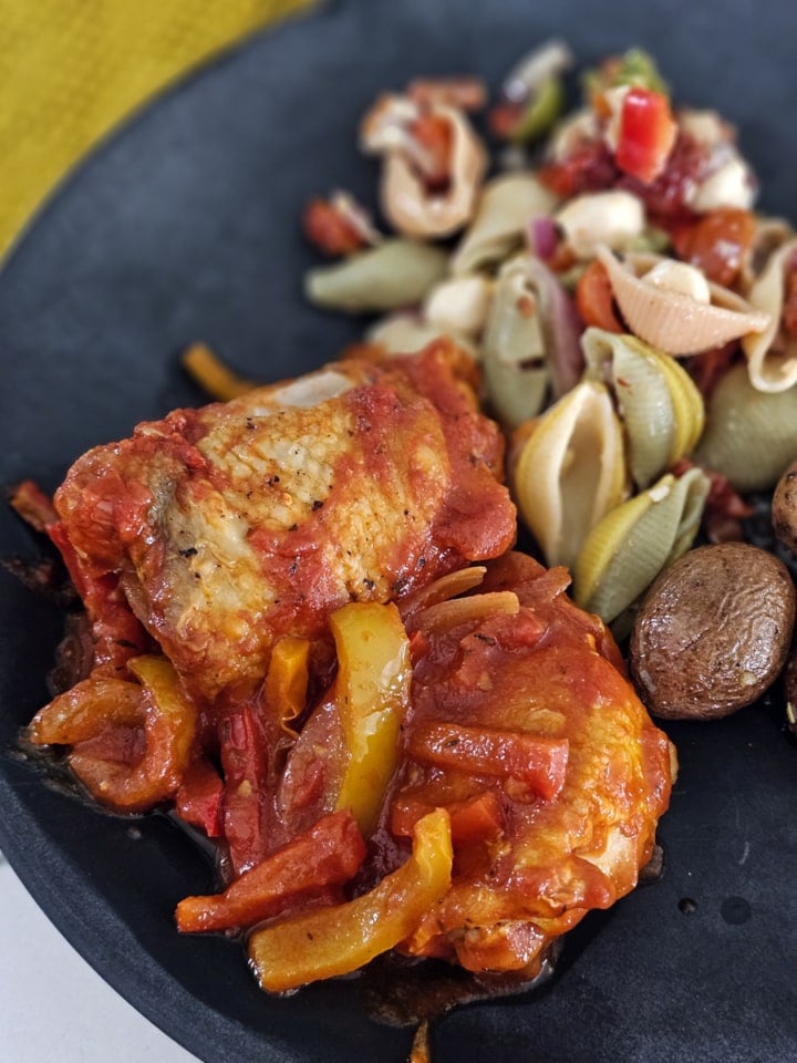 Braised Basque Style Chicken with Piperade Sauce - Carne Diem