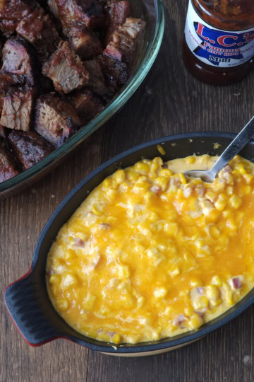 Kansas City Style Cheesy Corn and Smoked Ham Bake - Carne Diem