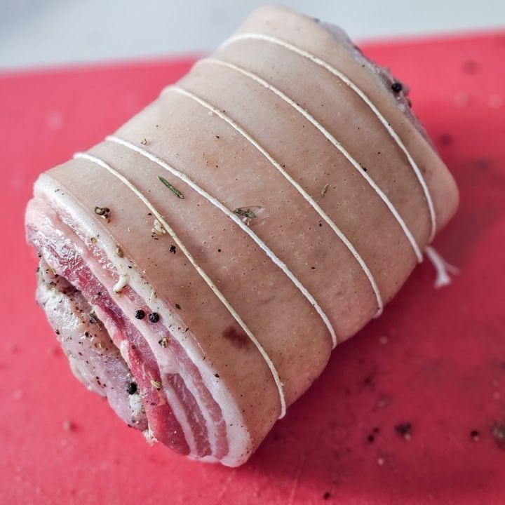 Smoked Rotisserie Italian Pork Belly Porchetta - Carne Diem