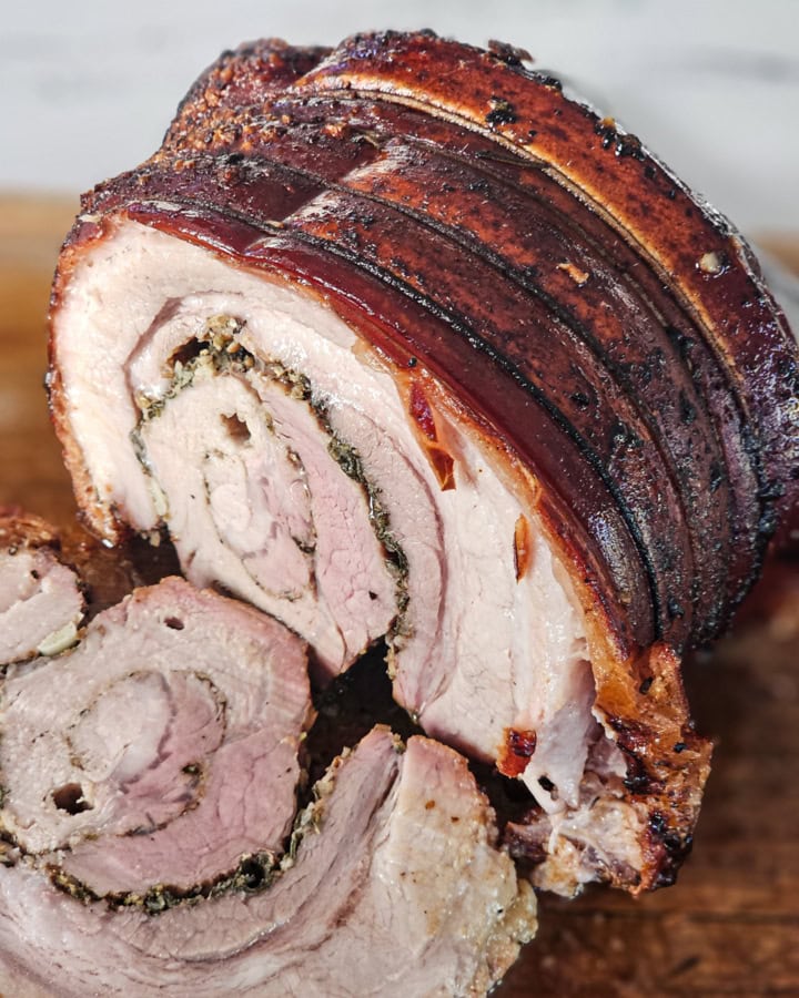 Smoked Rotisserie Italian Pork Belly Porchetta - Carne Diem